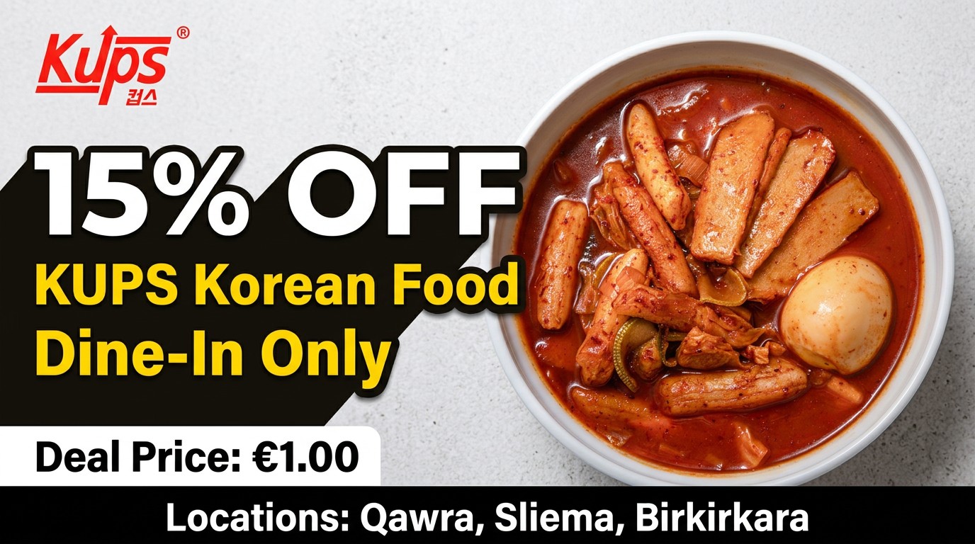 15% OFF KUPS Korean Food - Dine-In Only (Qawra, Sliema, Birkirkara ...