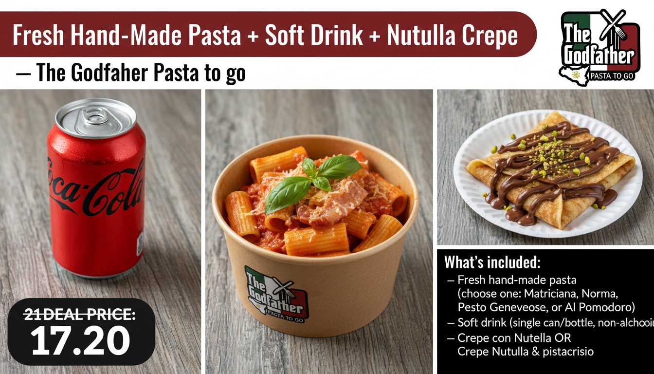 Fresh Hand‑Made Pasta + Soft Drink + Nutella Crepe — The Godfather ...