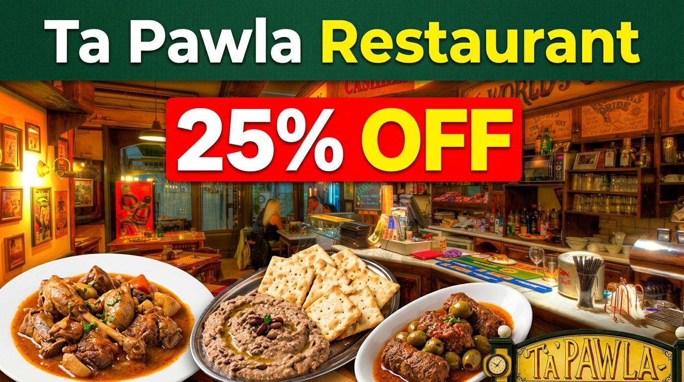 Ta Pawla Restaurant 25% OFF — Deal.mt
