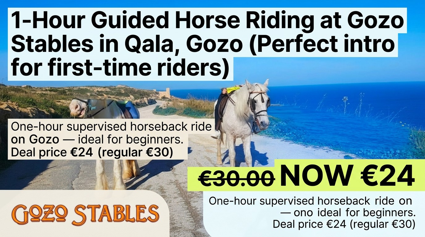 1‑Hour Guided Horse Riding at Gozo Stables in Qala, Gozo (Perfect intro ...