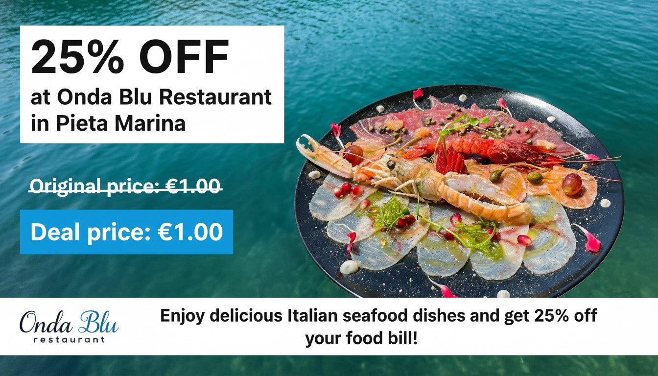 25% OFF at Onda Blu Restaurant in Pieta Marina — Deal.com.mt